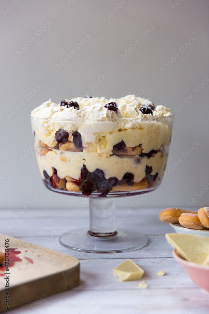 Black cherry trifle Stock Photo | Adobe Stock