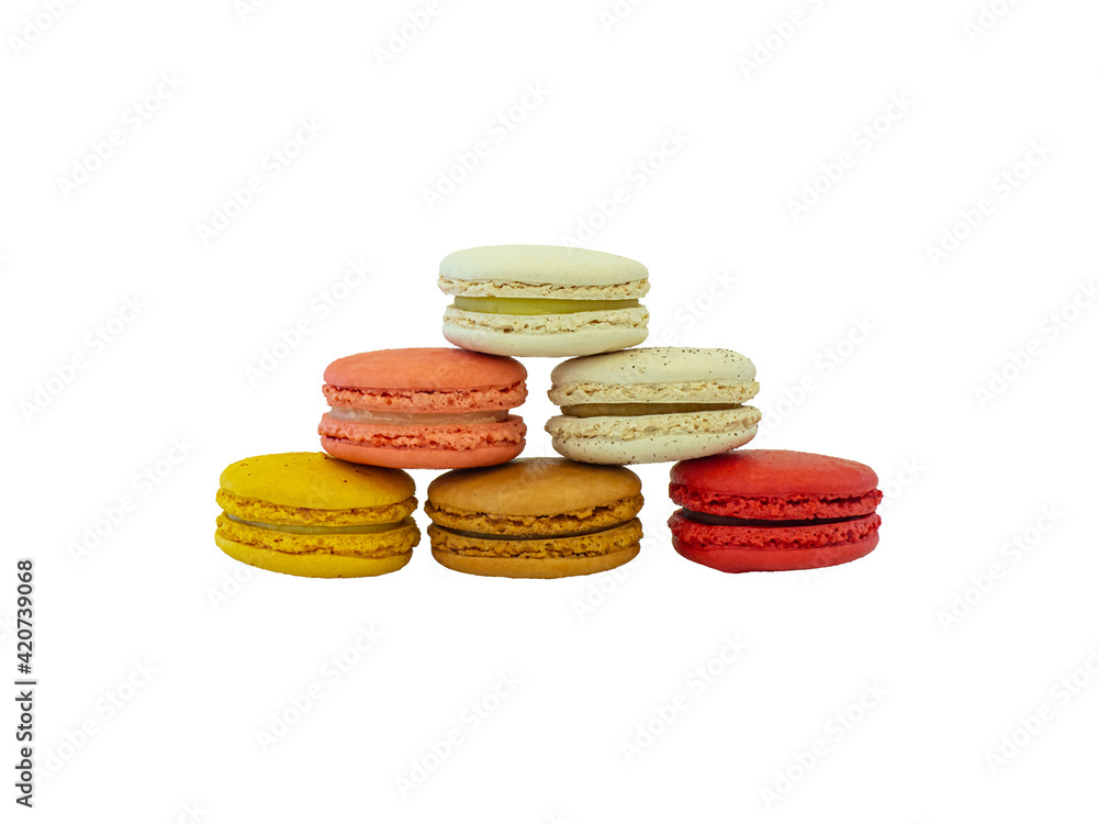 Macaron desserts of various colors and flavors are delicious and ...