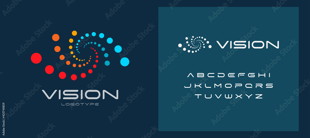 Laser vision correction, clinic logo concept. Abstract dots logo ...