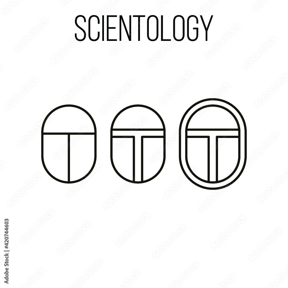 Vector illustrations set of scientology signs and attributes on white ...