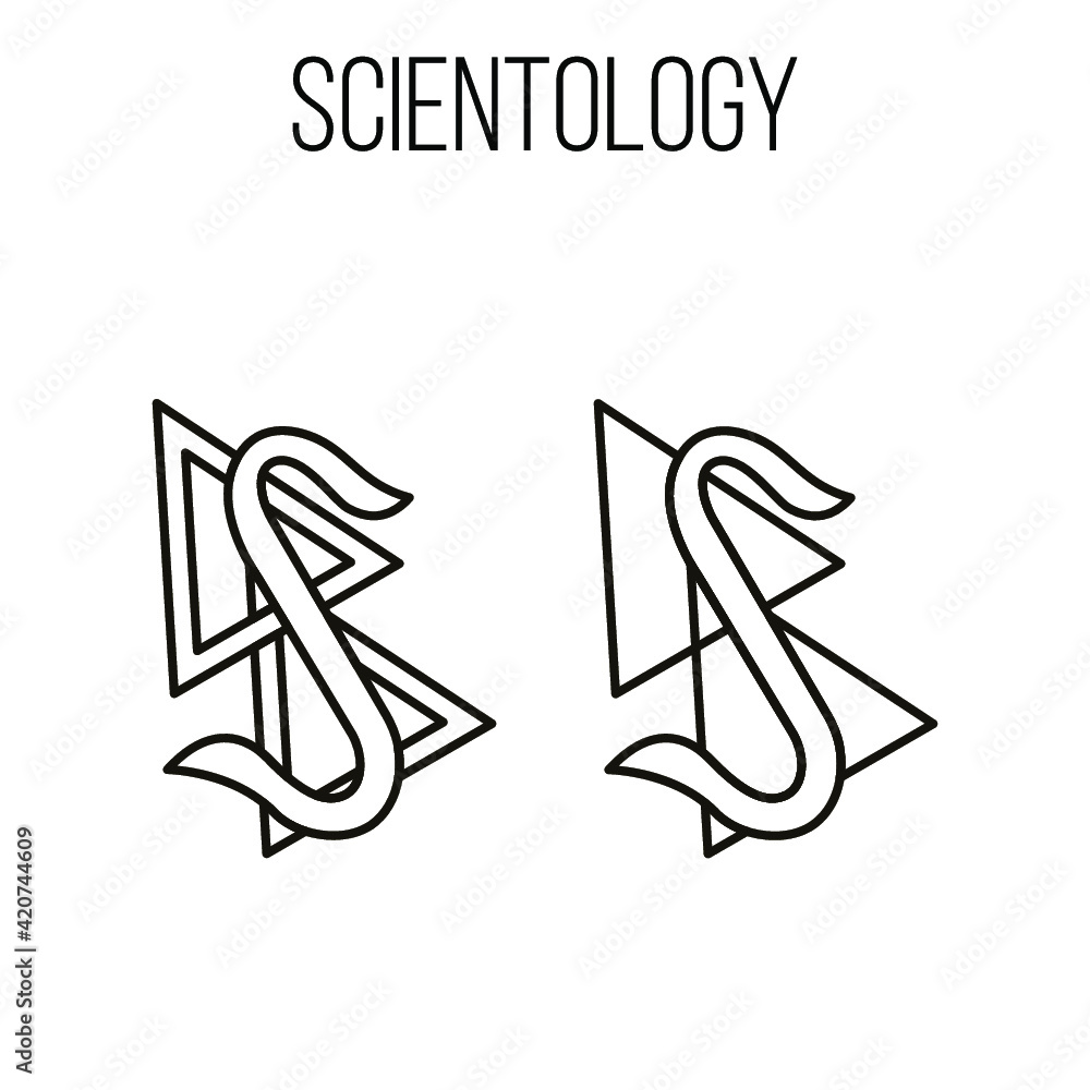 Vector illustrations set of scientology signs and attributes on white ...