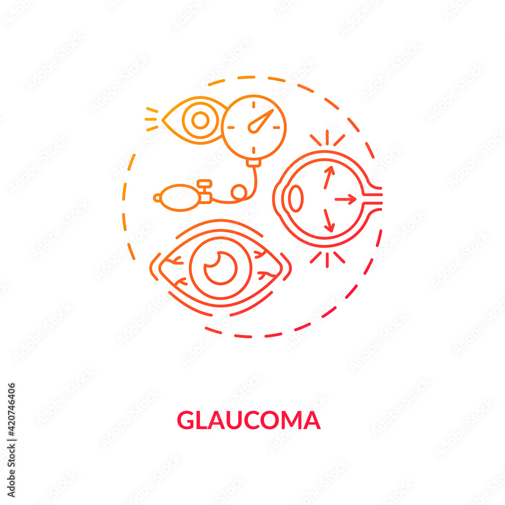 Glaucoma concept icon. Adults eyes diseases. Eye diseases which results ...