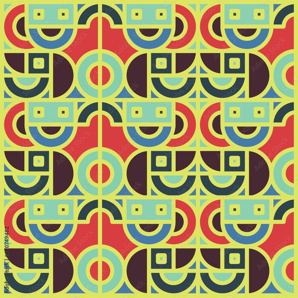 Beautiful of Colorful Seamless Retro Pattern with Smile, Repeated ...