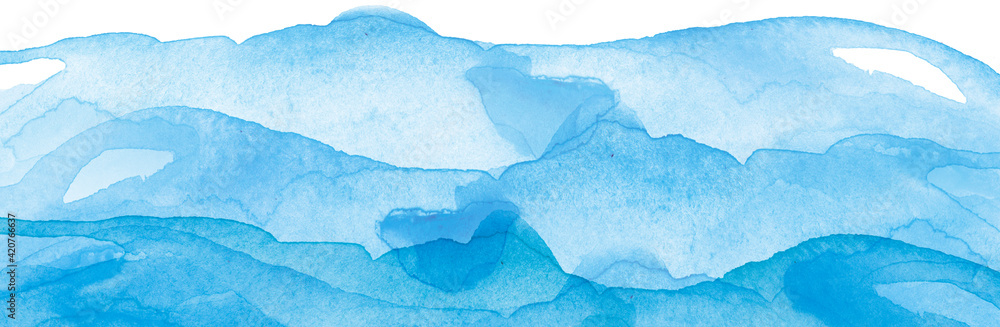 Watercolor line of blue paint, splash, smear, blot, abstraction. Used ...