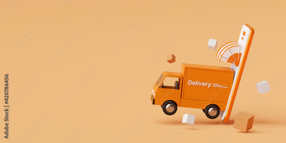 E-commerce concept, Delivery service on mobile application ...