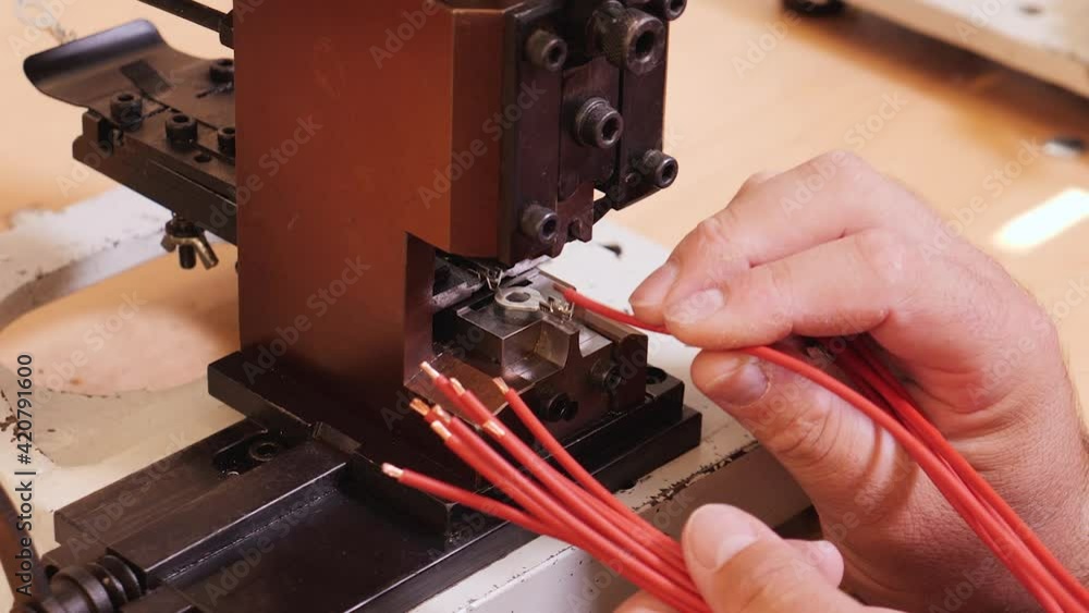 Hand apply wire connector terminals to electric wires using a crimping ...