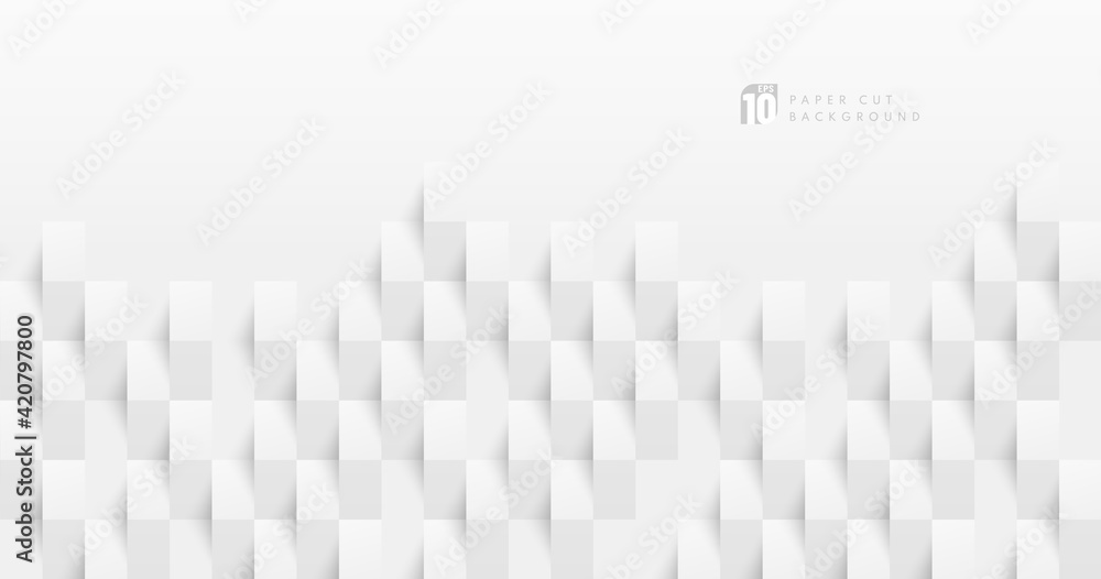 Abstract white & grey color paper cut design pattern background with ...