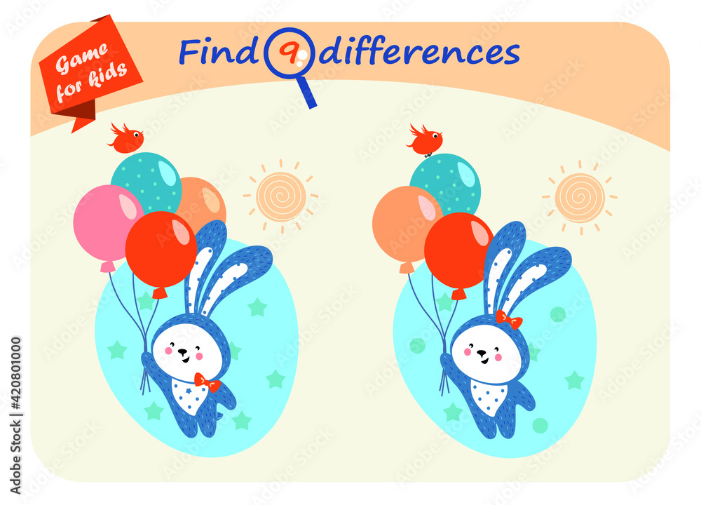 Educational game for children. Find the nine differences Stock Vector ...