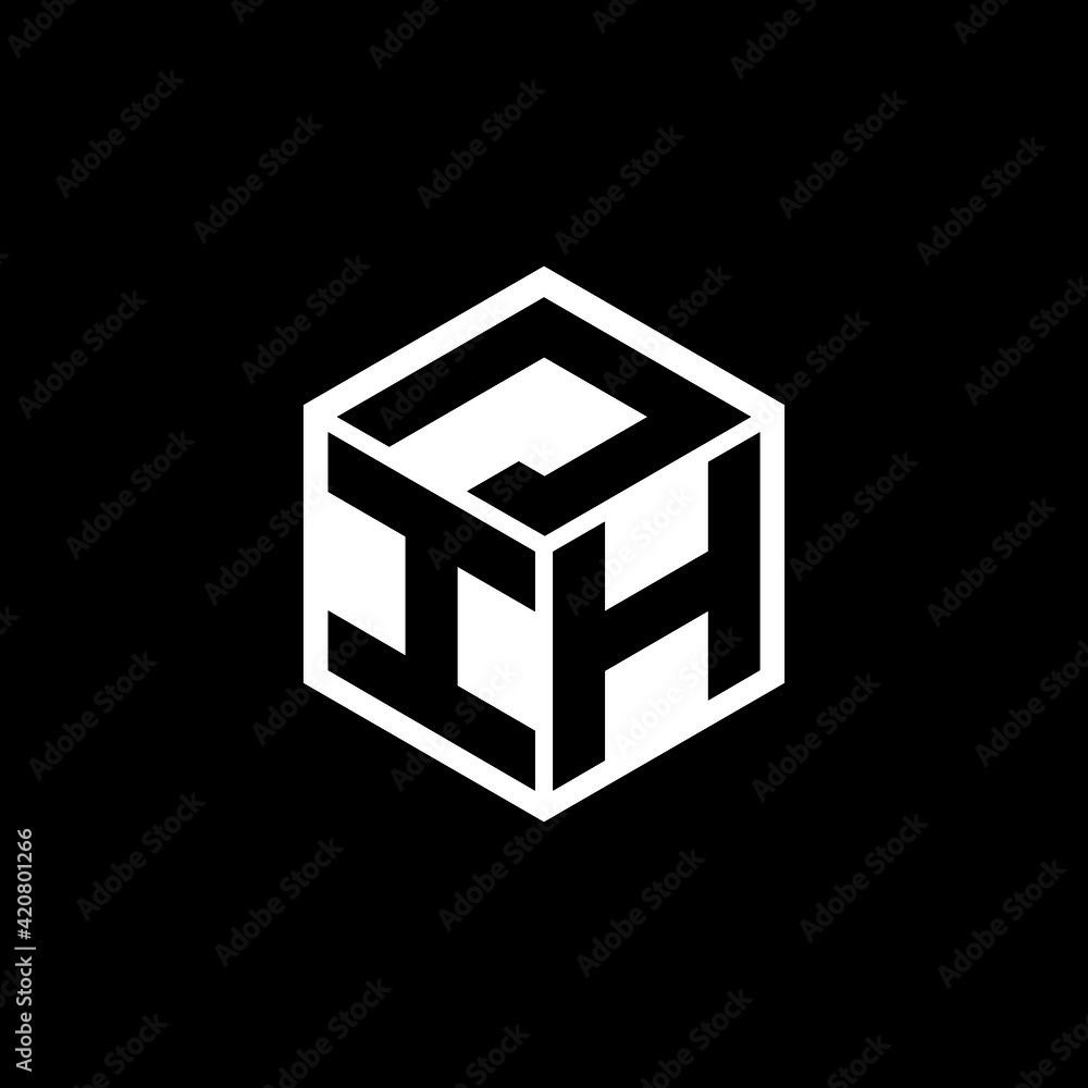 IHJ letter logo design with black background in illustrator, cube logo ...