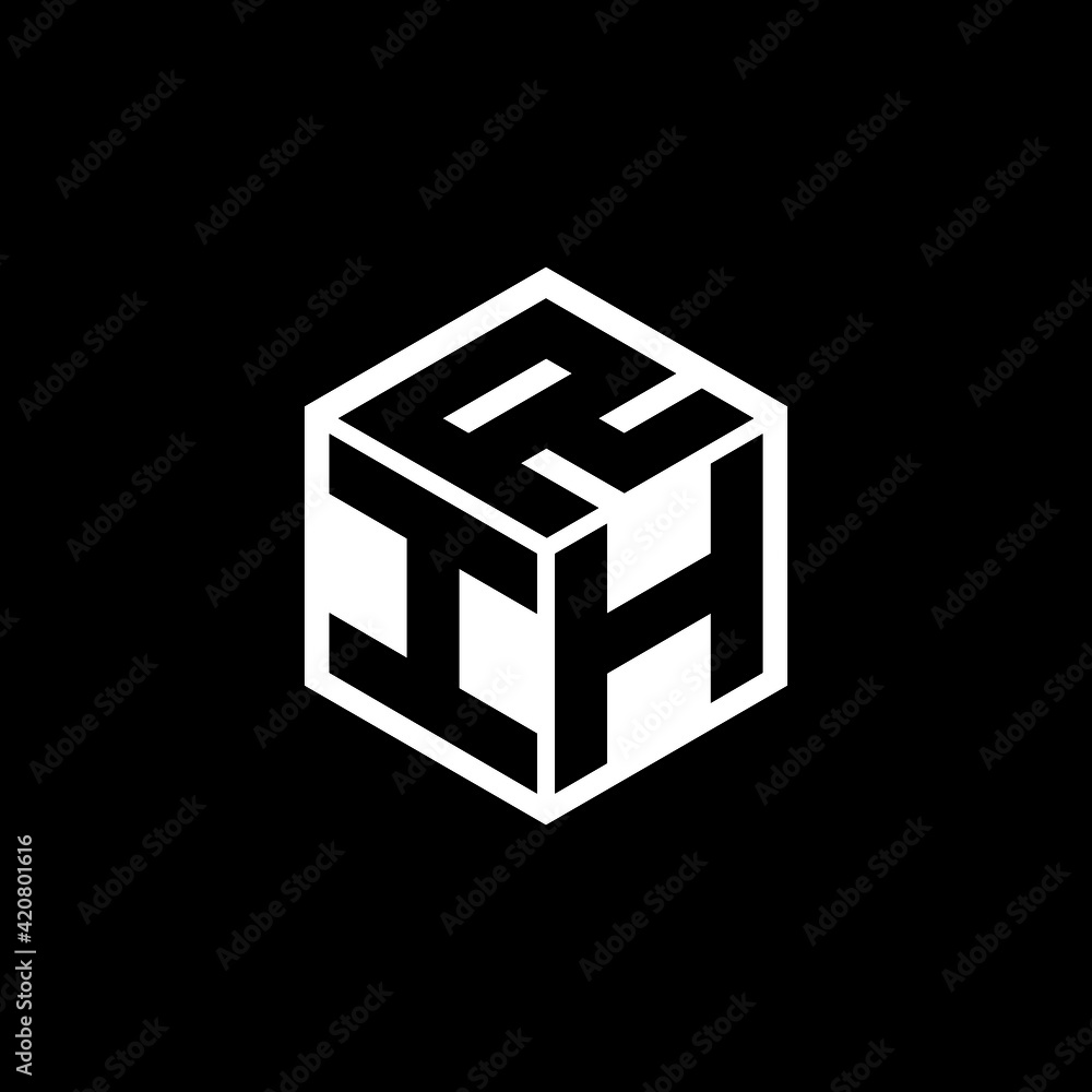 IHR letter logo design with black background in illustrator, cube logo ...