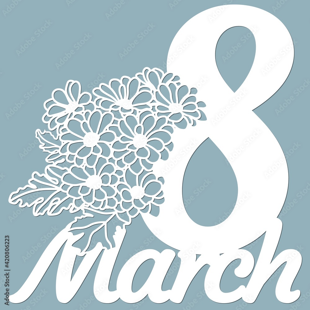 Decoration for women's day - 8 March. Template for laser cutting, wood ...