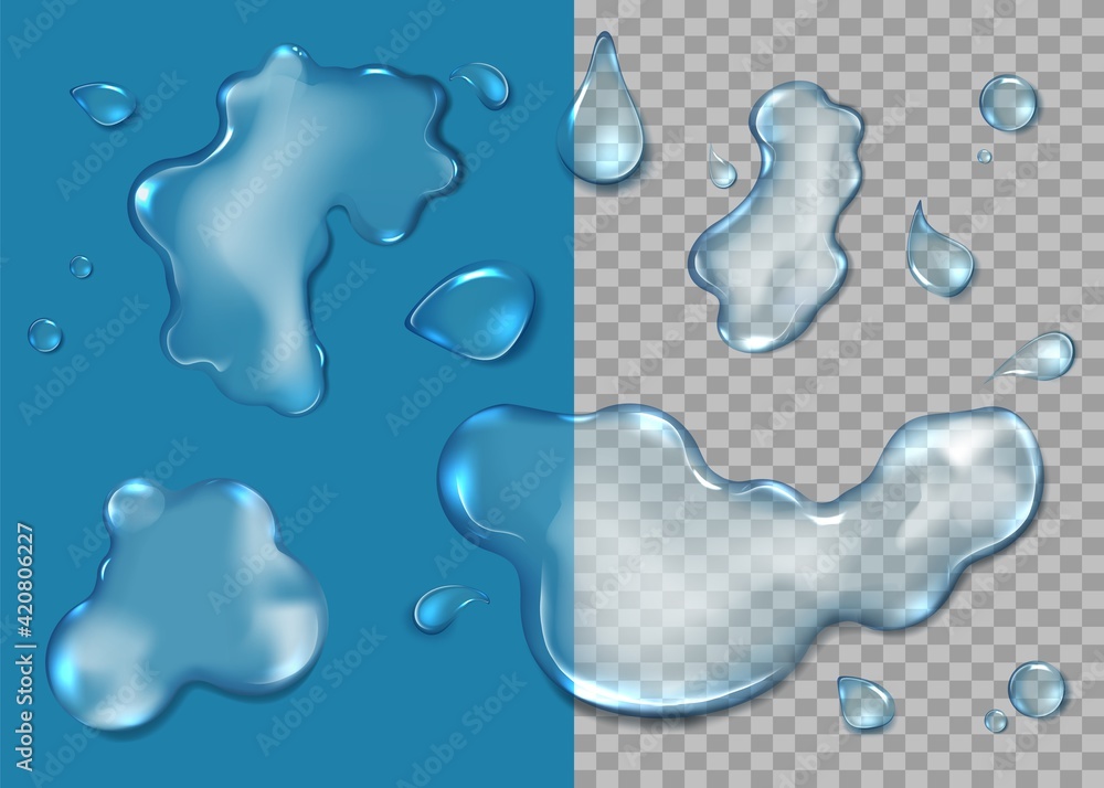 Water puddle set, vector isolated top view illustration. Realistic ...