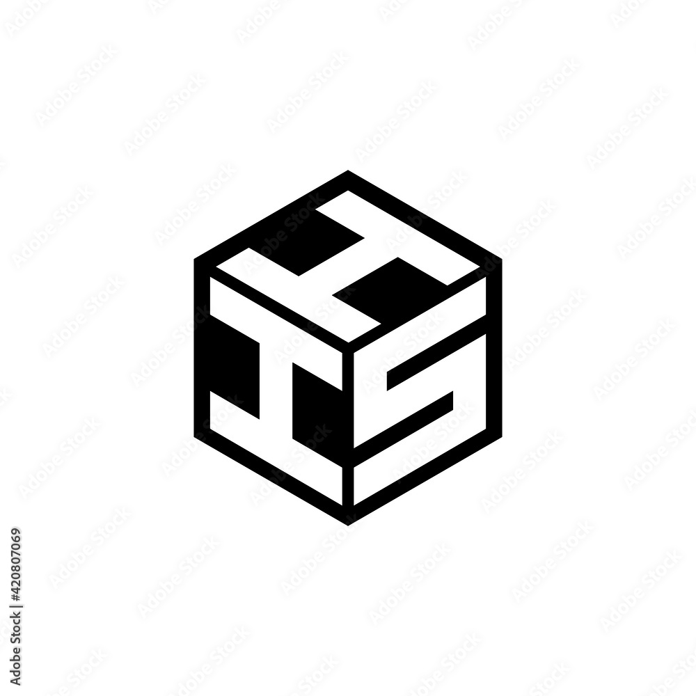 ISH letter logo design with white background in illustrator, cube logo ...