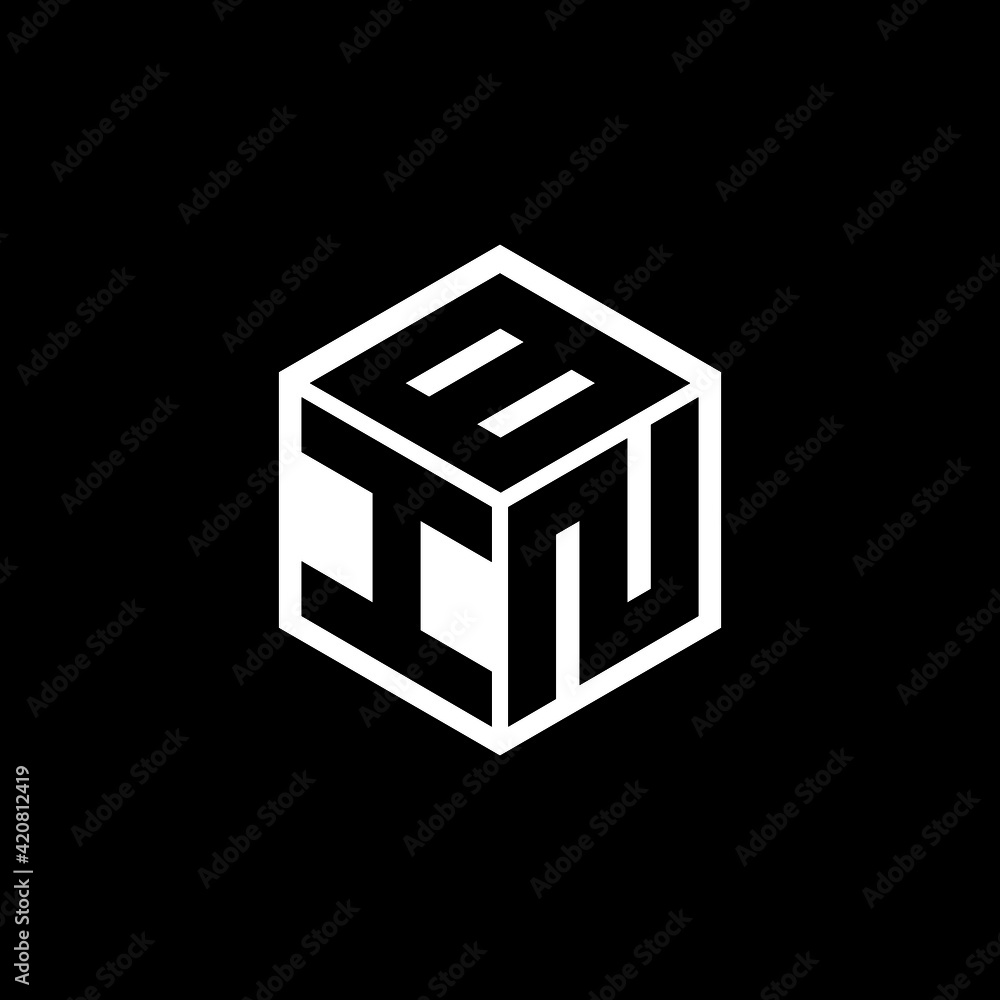 INB letter logo design with black background in illustrator, cube logo ...