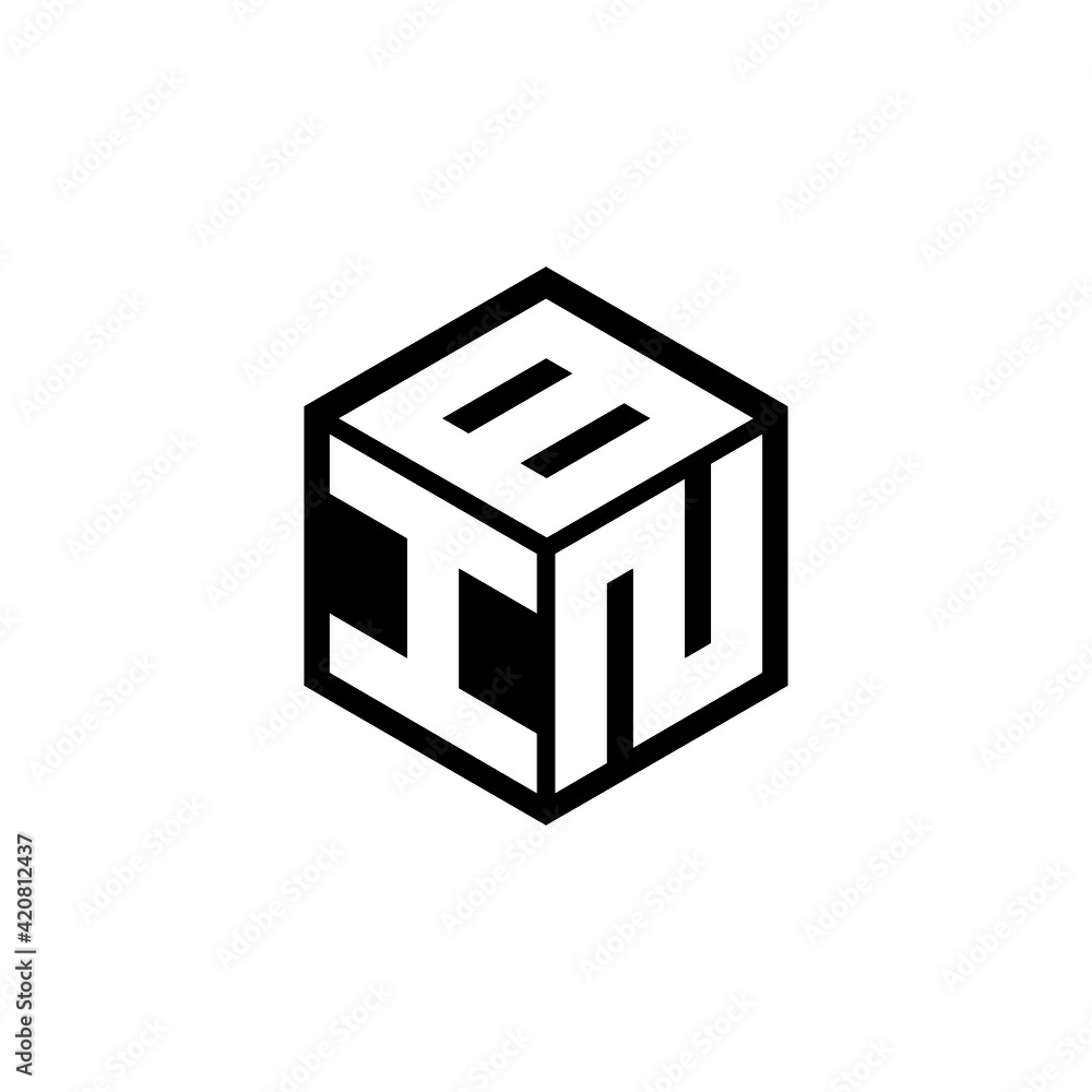 INB letter logo design with white background in illustrator, cube logo ...