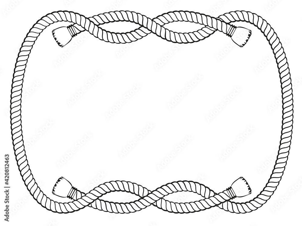 rope knot frame black and white isolated Stock Vector | Adobe Stock