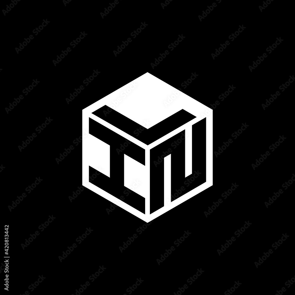 INL letter logo design with black background in illustrator, cube logo ...