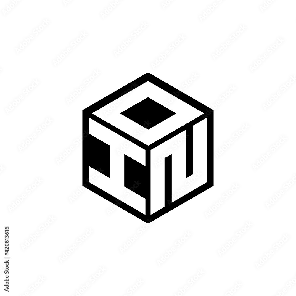INO letter logo design with white background in illustrator, cube logo ...