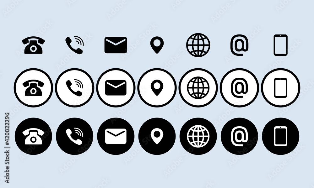 Contact us icon set. Communication symbol for your web site design ...