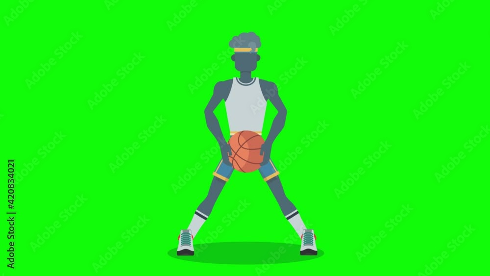 Sportsperson doing exercise with basketball. Cartoon animation video ...