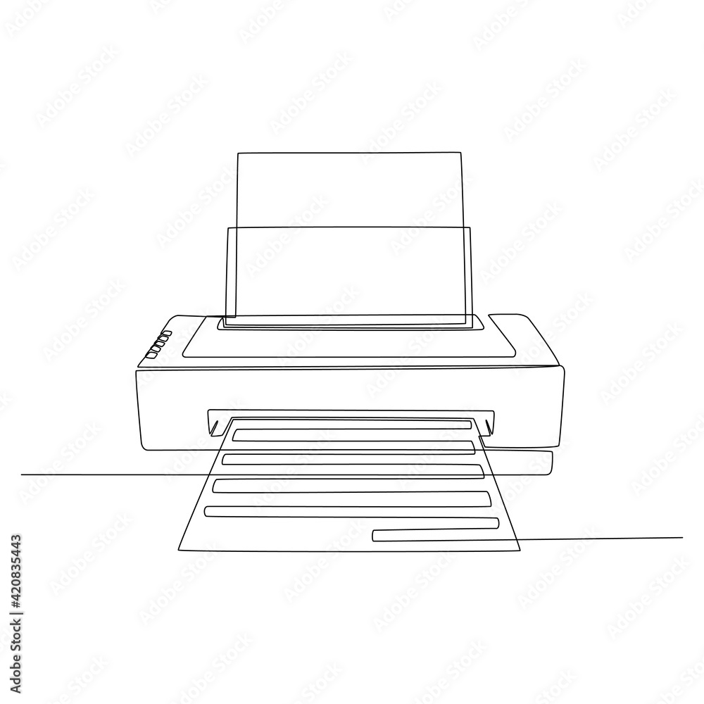 continuous line drawing of printer vector illustration Stock Vector ...