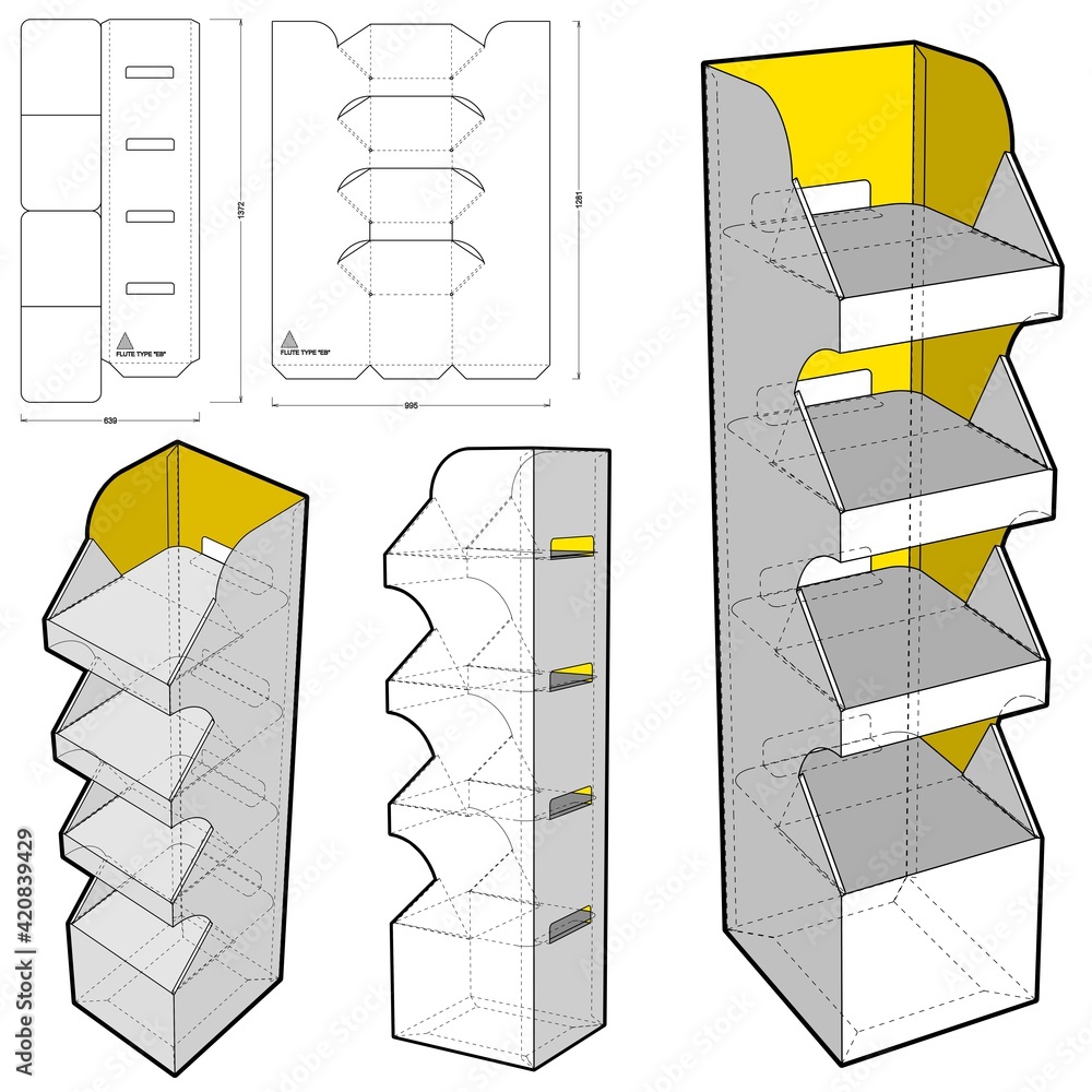 Box for Display Stand and Die-cut Pattern. Stock Vector | Adobe Stock