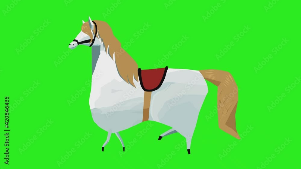 Horse walk cycle animation. Cartoon video clip in high resolution with ...
