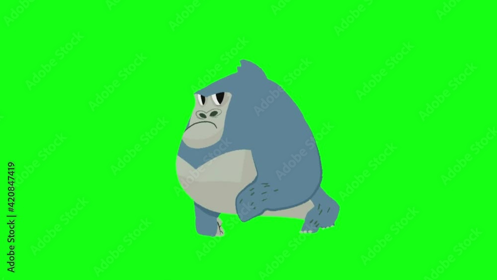 Gorilla walk cycle animation with anger facial expression. video clip ...