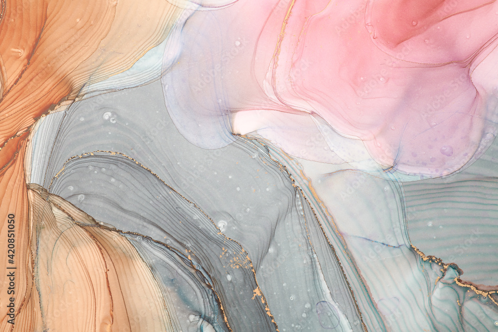 Currents of translucent hues, snaking metallic swirls, and foamy sprays ...