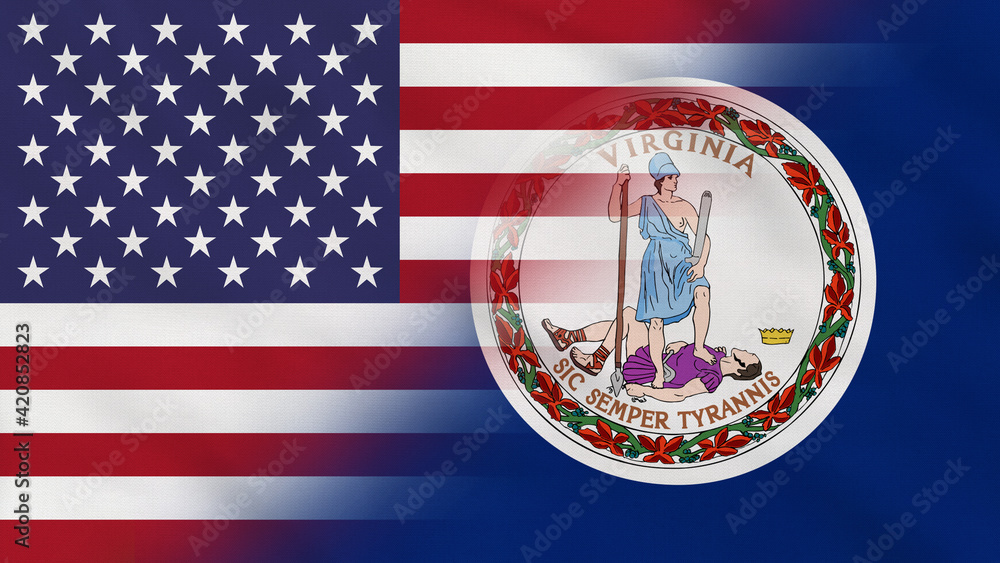 Virginia State - USA - Crumpled Fabric Flag. USA Flag. State of ...