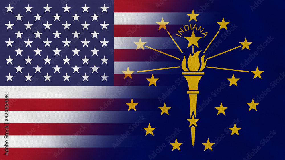 Indiana State - USA - Crumpled Fabric Flag. USA Flag. State of Indiana ...