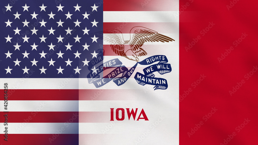 Iowa State - USA - Crumpled Fabric Flag. USA Flag. State of Iowa Flags ...