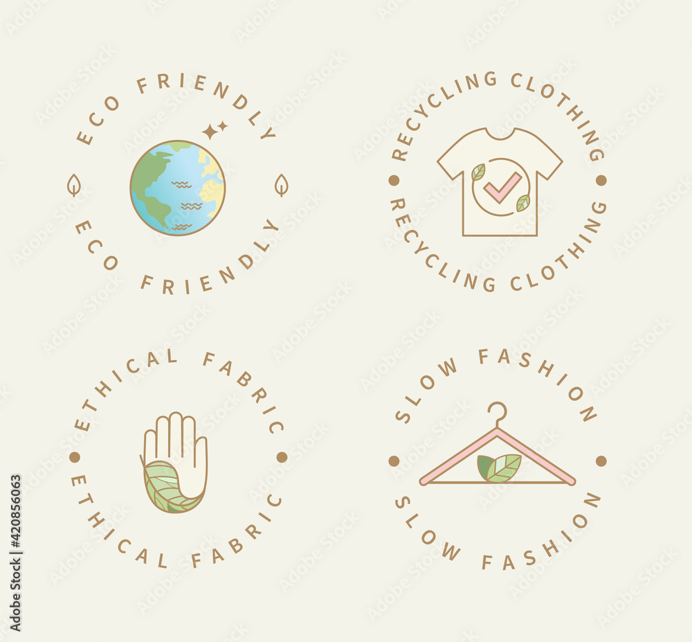 Eco friendly manufacturing fashion logo,label. Icons, badges for ...