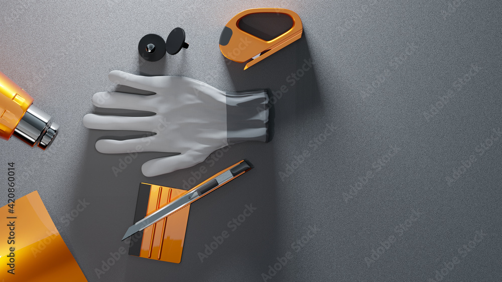 Car Wrapping Tools - Fahrzeugfolierung Werkzeug Stock Illustration ...