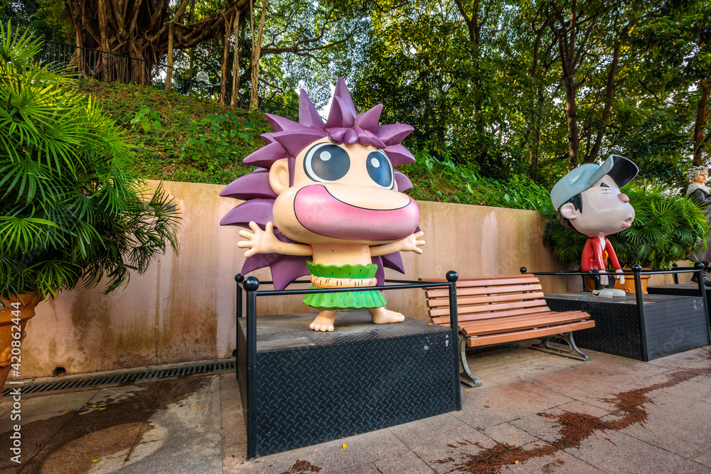 Hong Kong, China - December 5, 2016: Samba, statue of famous characters ...