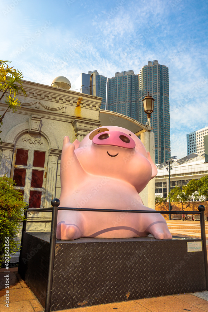 Hong Kong, China - December 5, 2016: McDull, statues of famous ...