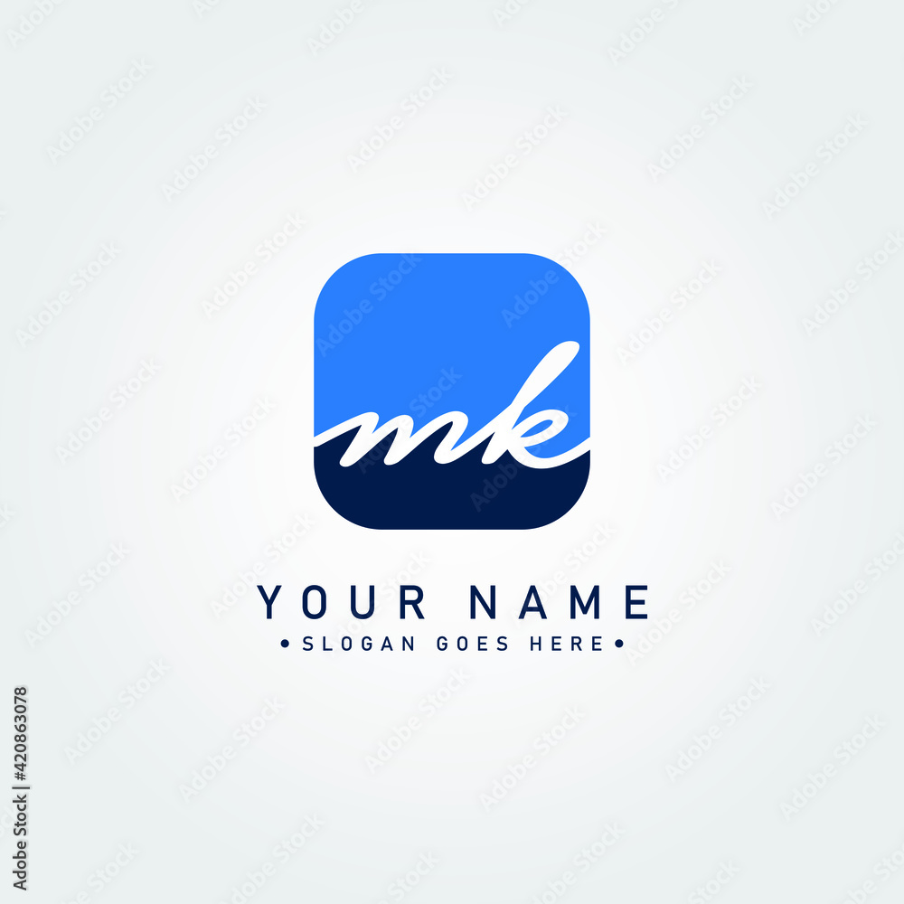 Initial Letter MK Logo - Minimal Signature Logo Stock Vector | Adobe Stock