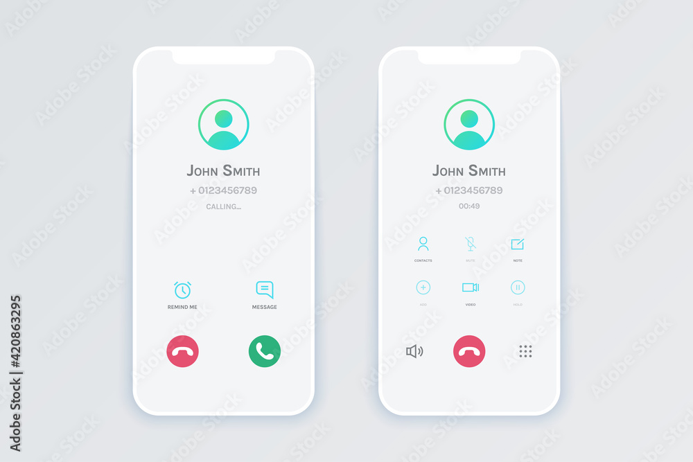 Phone Screen Call Mockup Mobile Device Voice Connection Interface Template Smartphone Display