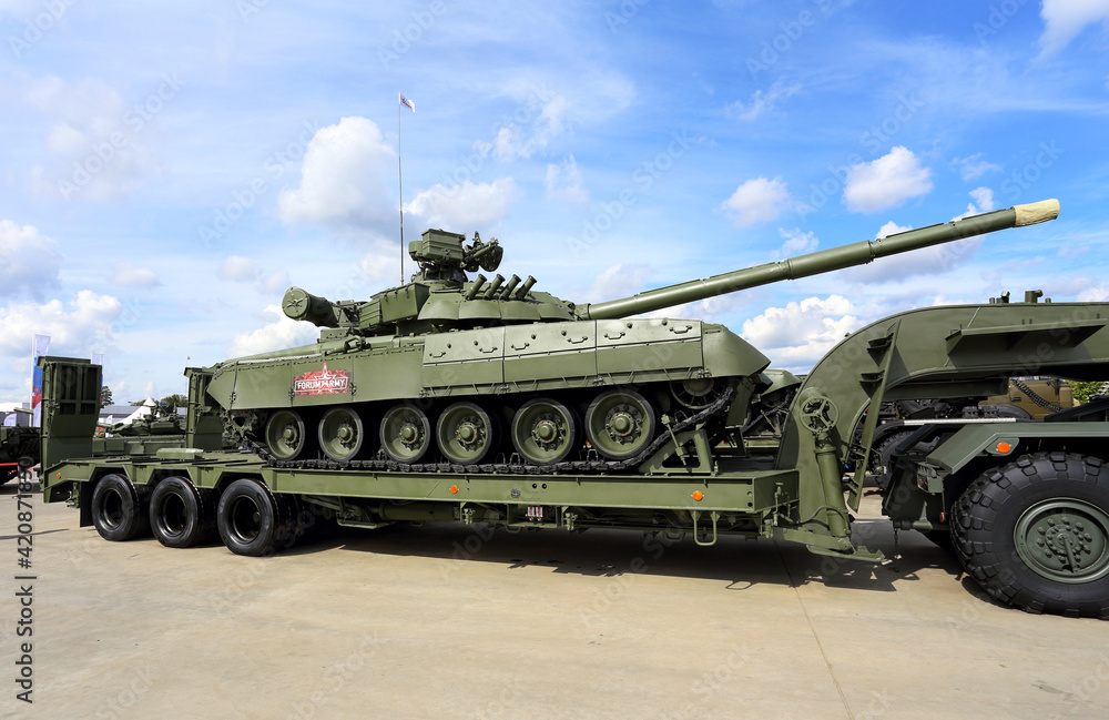Transporting the tank with the loading platform Stock Photo | Adobe Stock