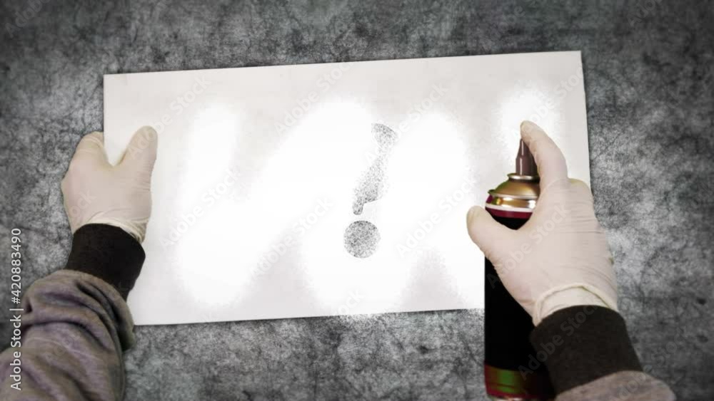 Question mark symbol spray painted on the concrete wall. Graffiti ...