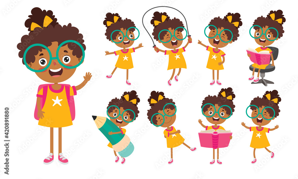 Cartoon Character Studying And Learning Stock Vector | Adobe Stock