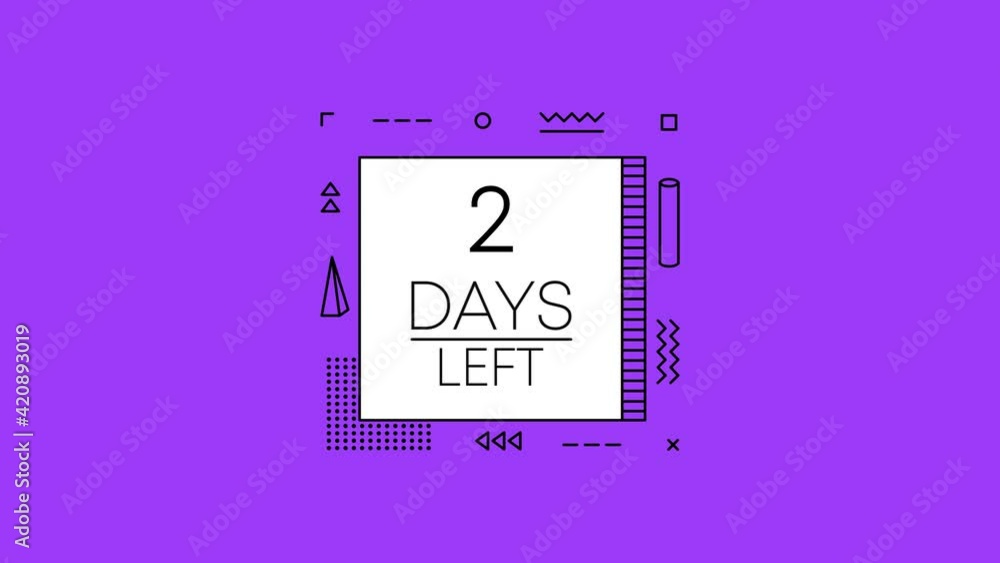 Timer two days left countdown template on purple background. Geometry ...