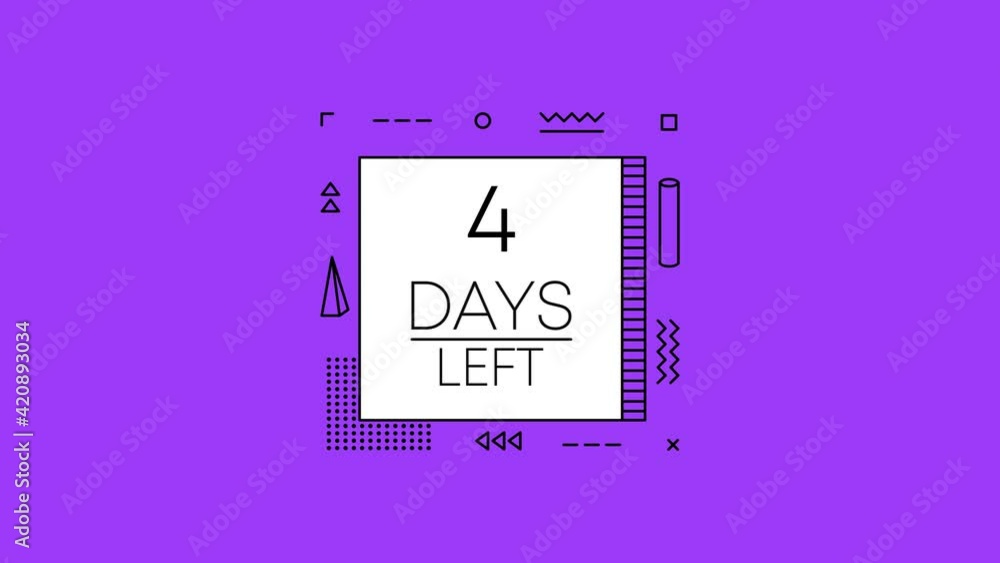 Timer four days left countdown template on purple background. Geometry ...