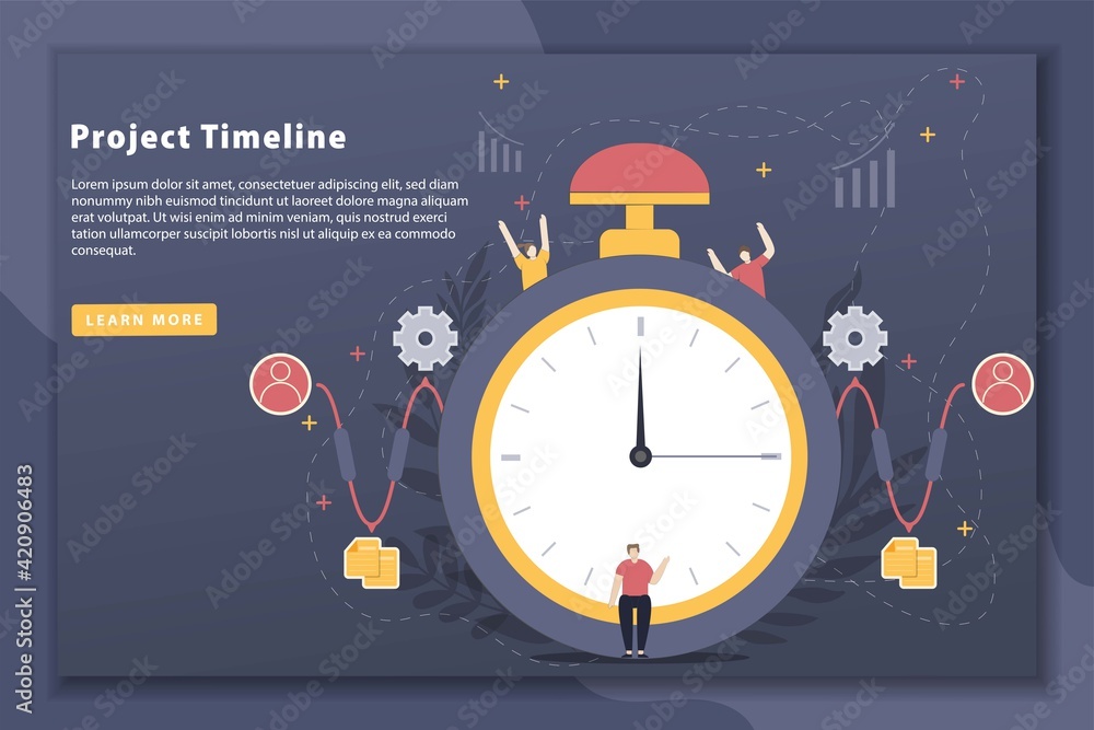 Vector illustration Project timeline with landing page concept ...