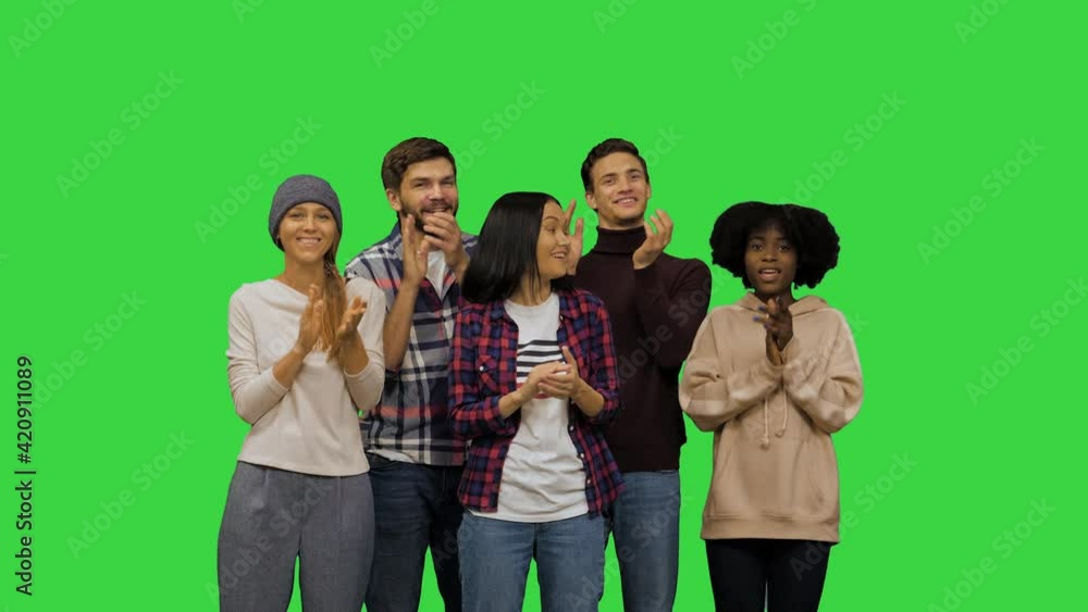 People clapping happily, cheering and supporting someone, nodding their ...