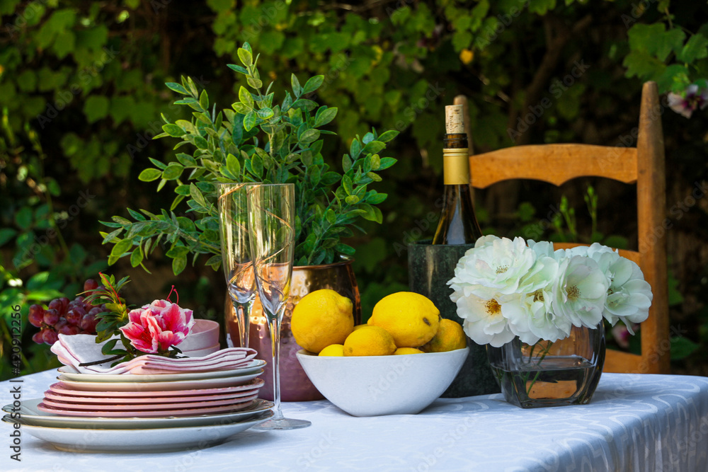 Romantic Garden Dinner Stock Photo | Adobe Stock