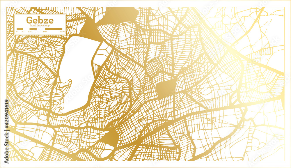 Gebze Turkey City Map in Retro Style in Golden Color. Outline Map ...