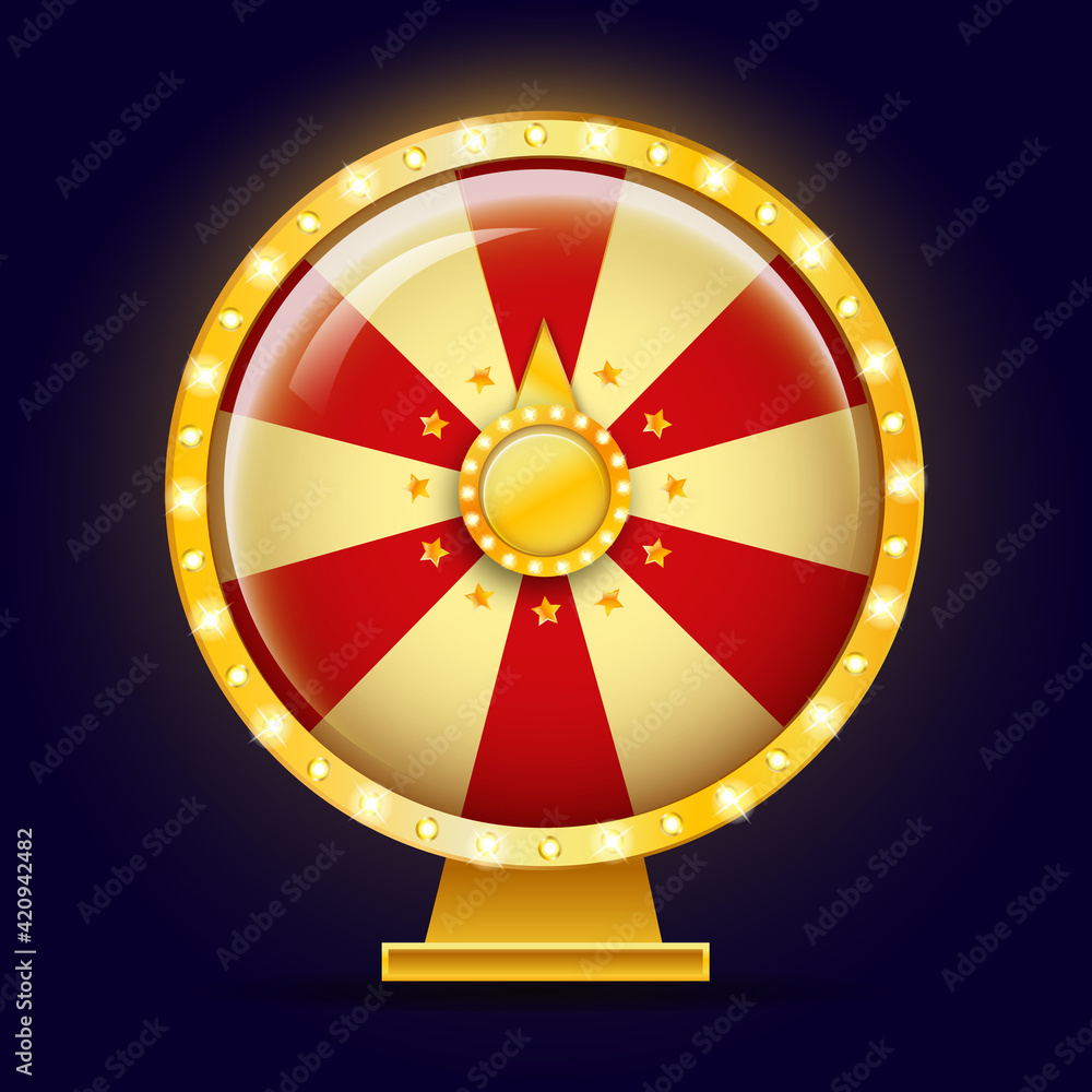 Cartoon Gold Wheel of Fortune. Realistic illustration of Wheel of ...