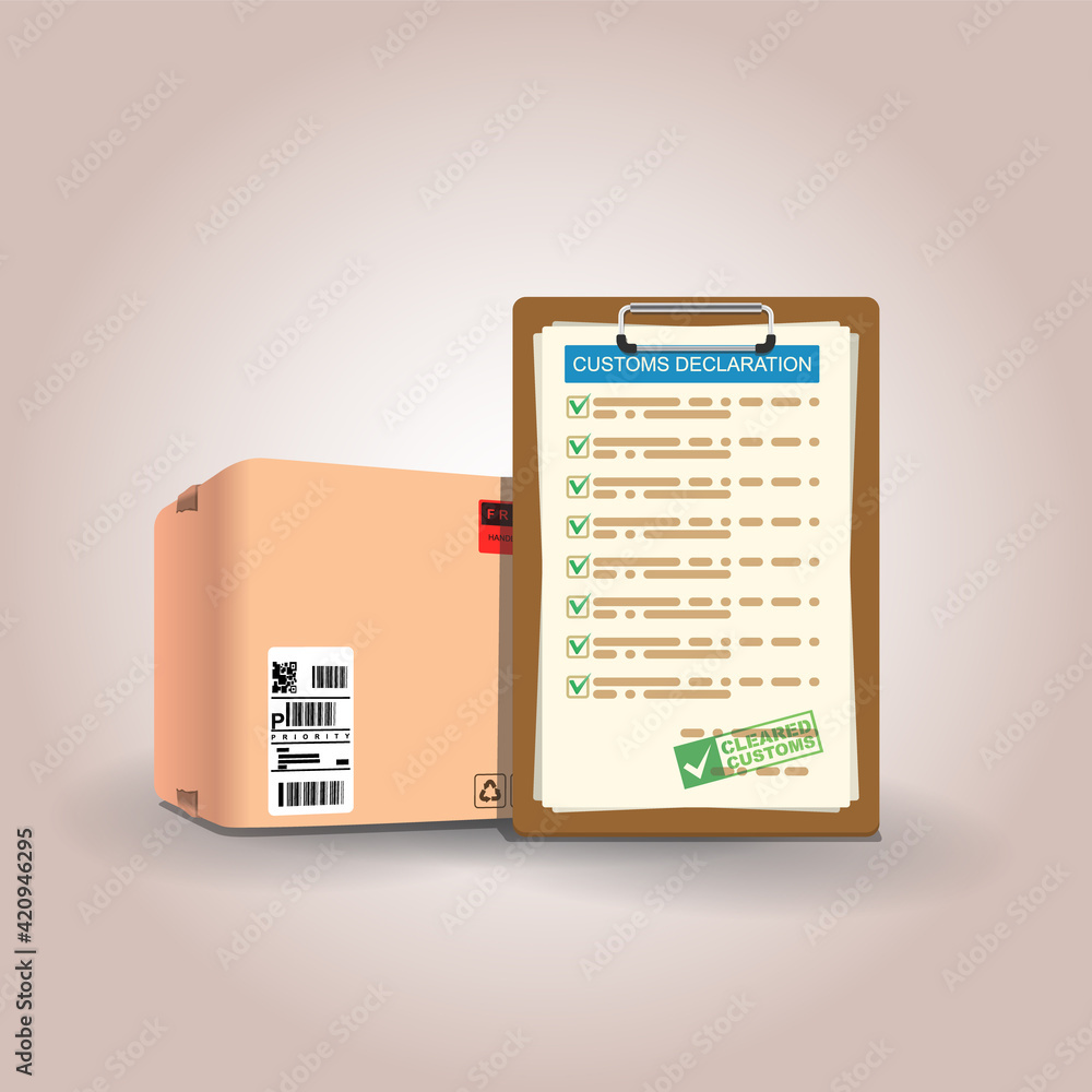 customs declaration concept. isolated checked customs declaration ...