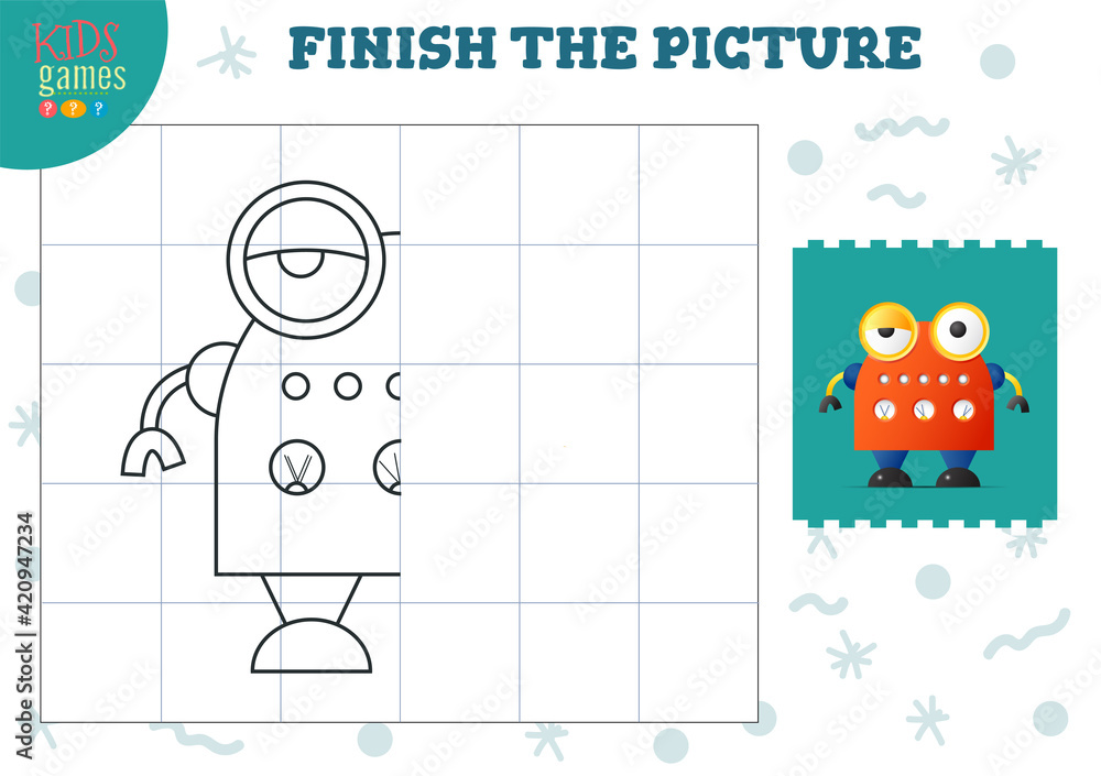 Copy picture vector illustration. Complete and coloring game for ...